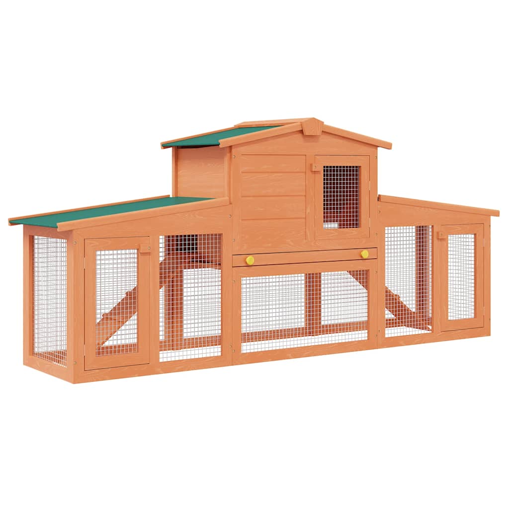vidaXL Large Rabbit Hutch Small Animal House Pet Cage with Roofs Wood ...