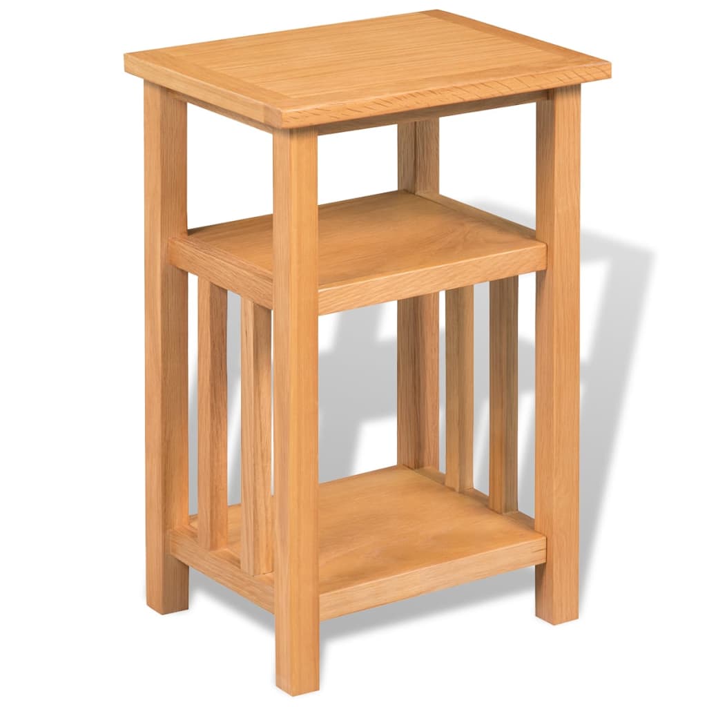 vidaXL End Table with Magazine Shelf 27x35x55 cm Solid Oak Wood | vidaXL.sa